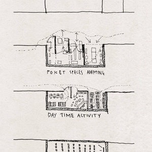 Multiple Uses of Space - Architecture Process Sketch - Pen on Paper - Etsy