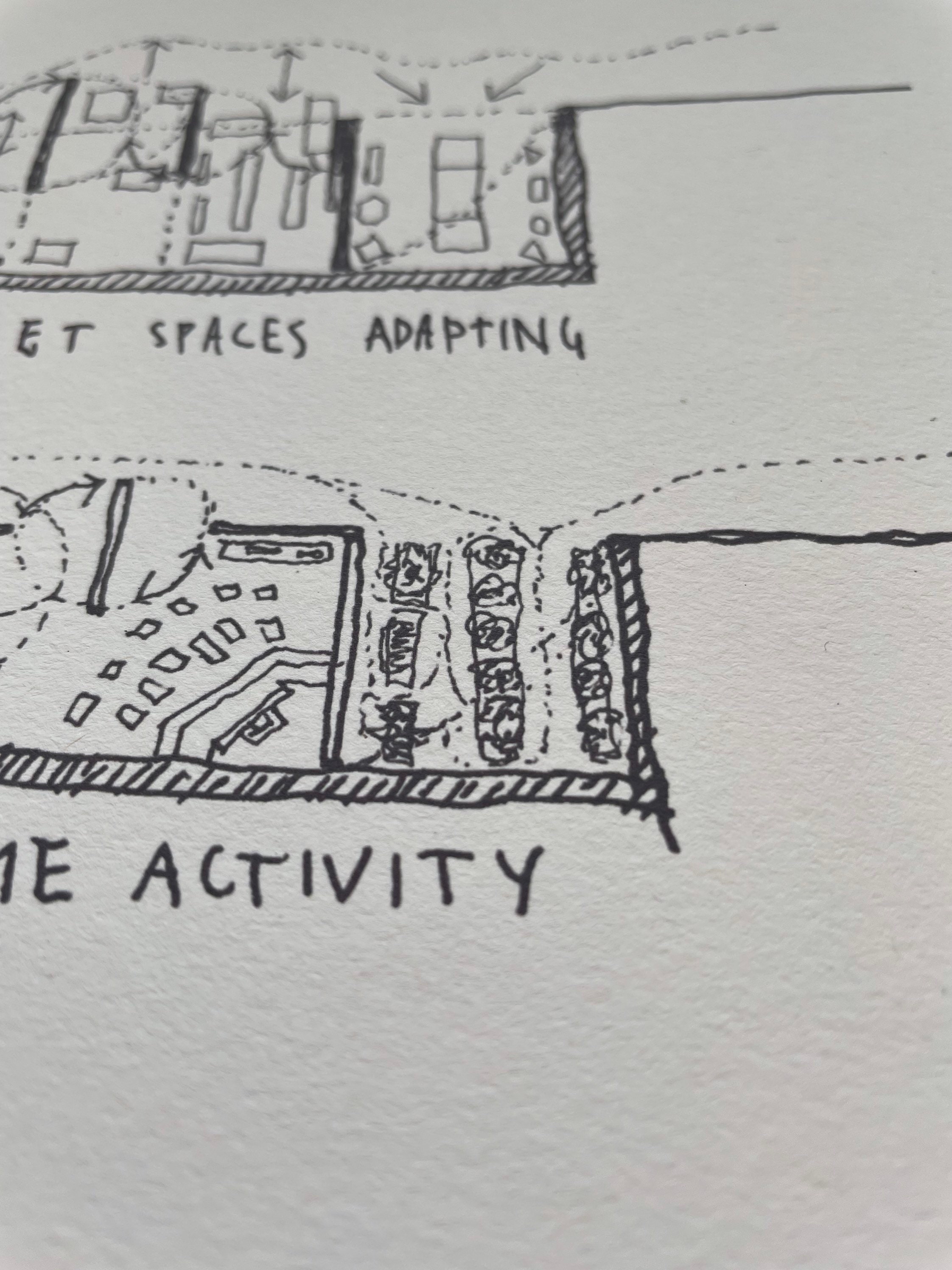 Multiple Uses of Space - Architecture Process Sketch - Pen on Paper - Etsy