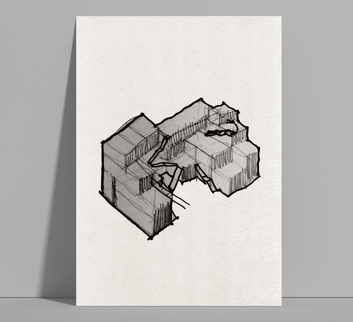 Volume Massing Concept - Architecture Sketch - Pen on Paper - Etsy