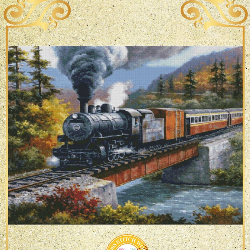 Cross Stitch Train - Etsy