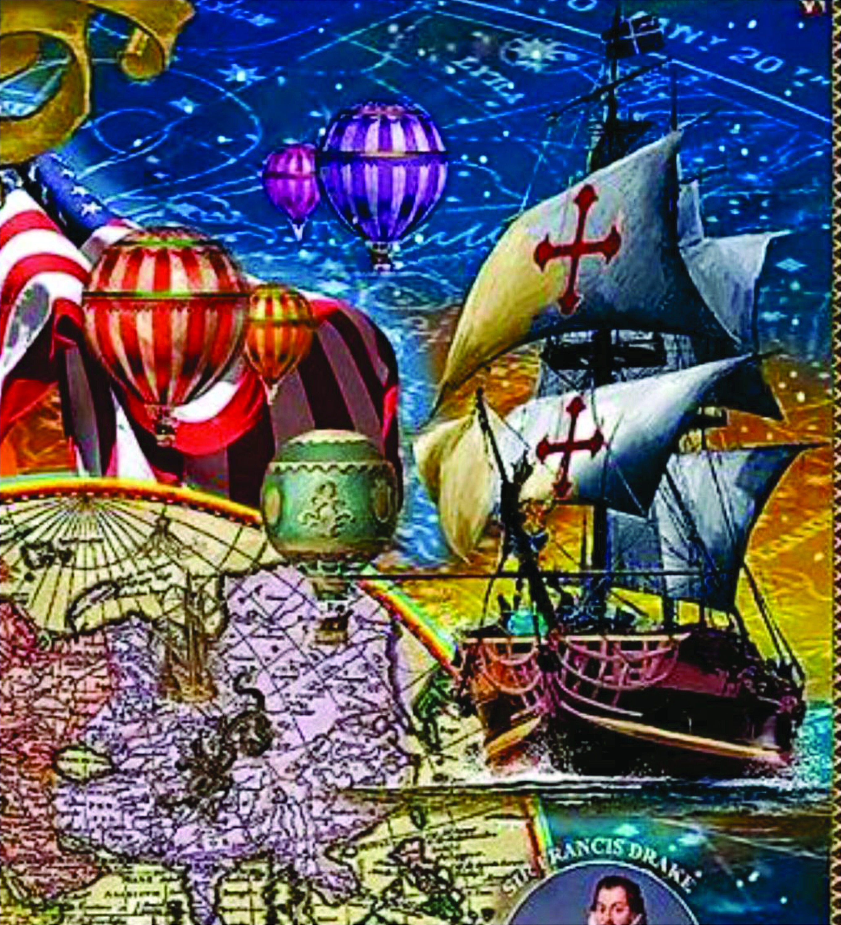 Great Explorers World Map Chart Counted Cross Stitch Pattern Needlework ...
