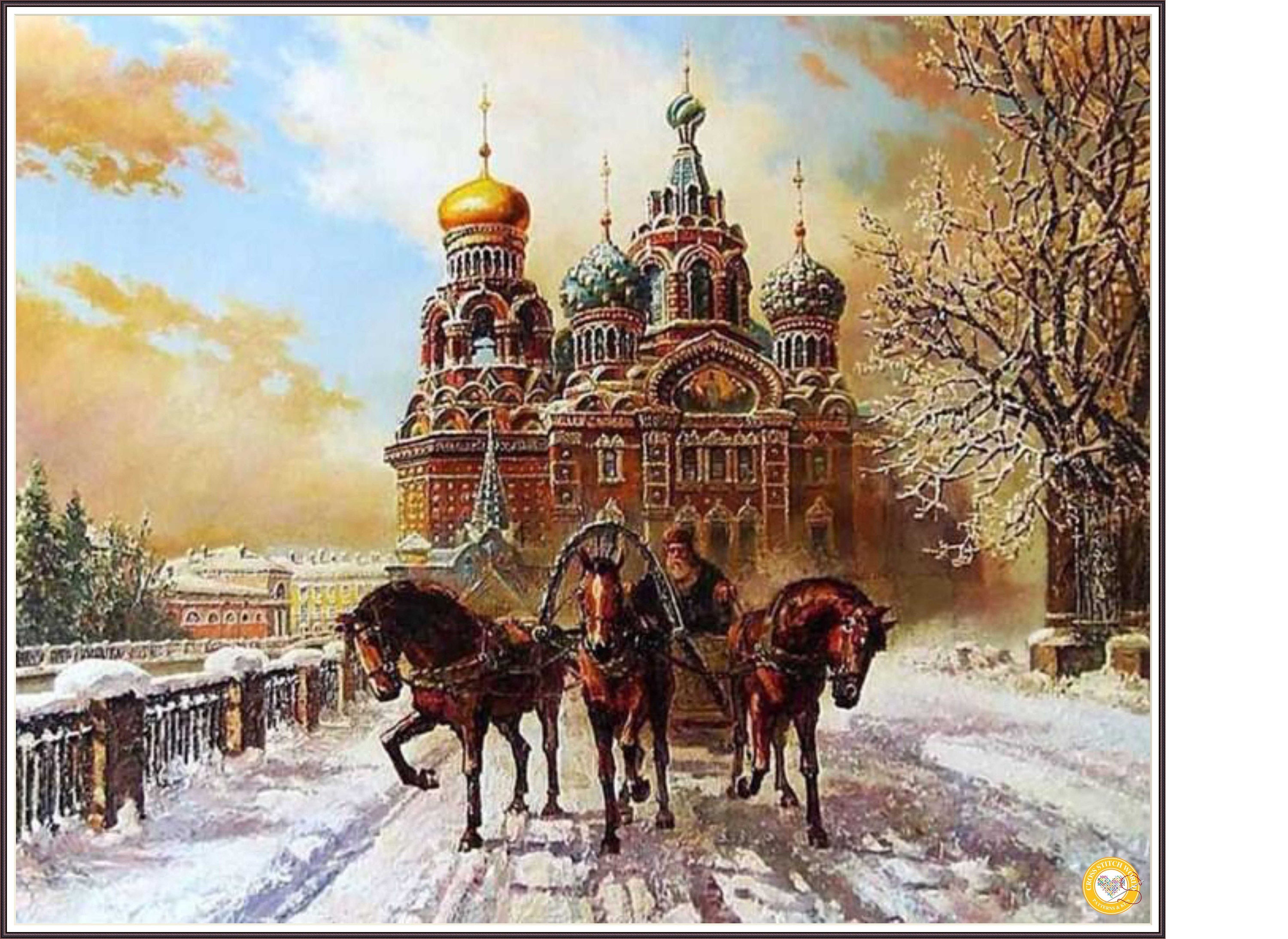 Castle and Horse Carriage - Chart Counted Cross Stitch Pattern ...