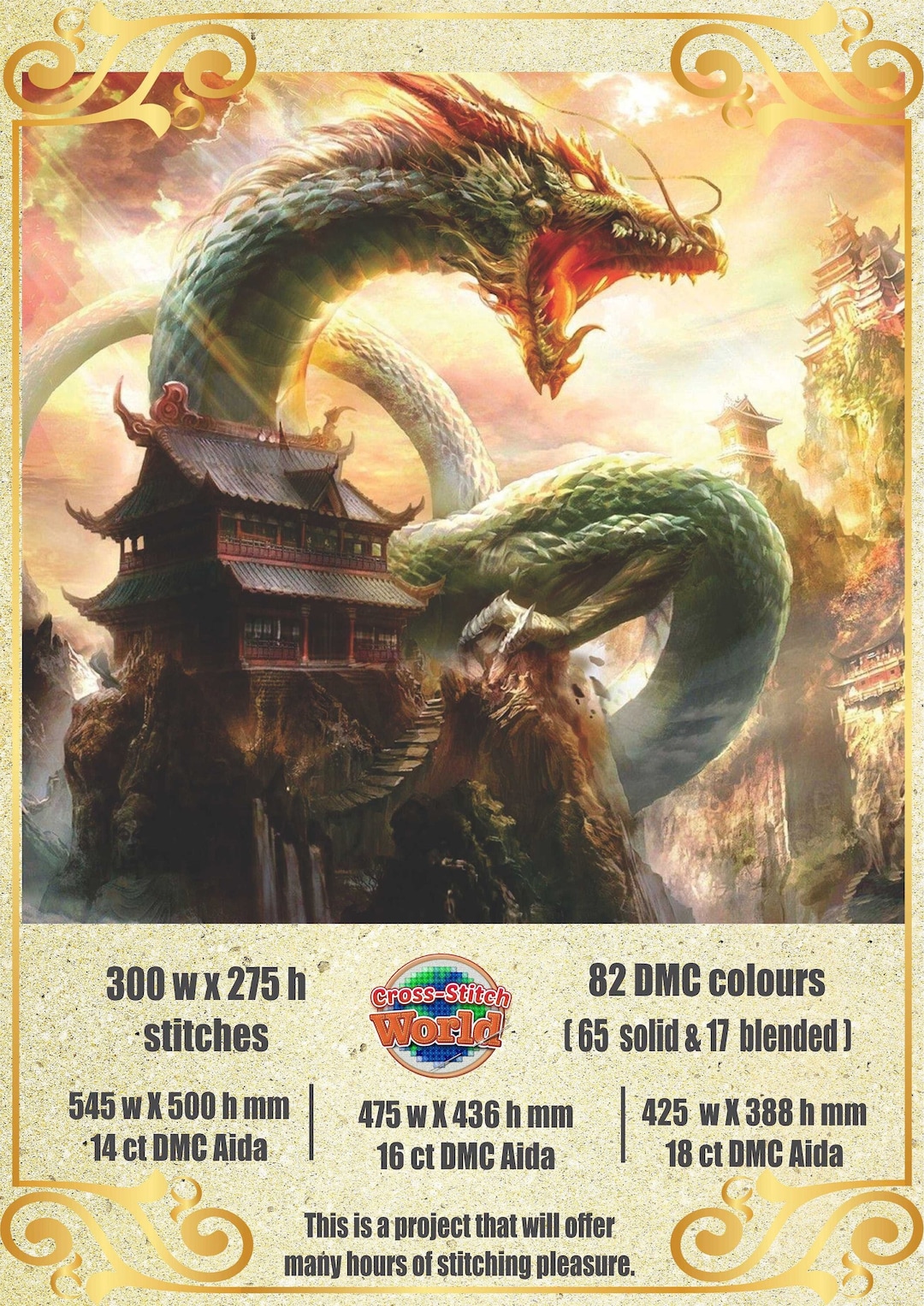 Chinese Dragon Chart Counted Cross Stitch Pattern Needlework PDF - Etsy