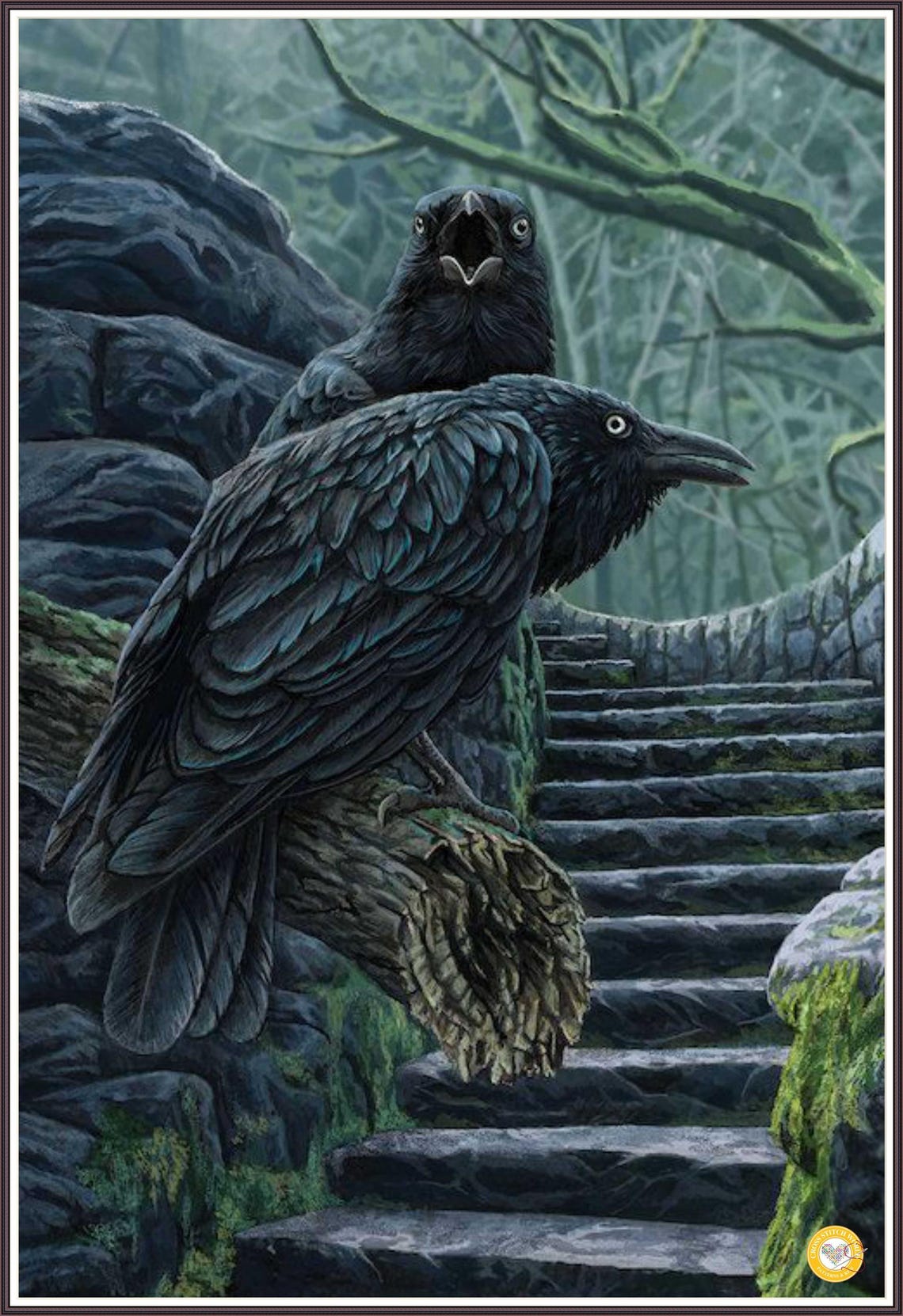 Forest Raven - Chart Counted Cross Stitch Pattern Needlework PDF - Etsy