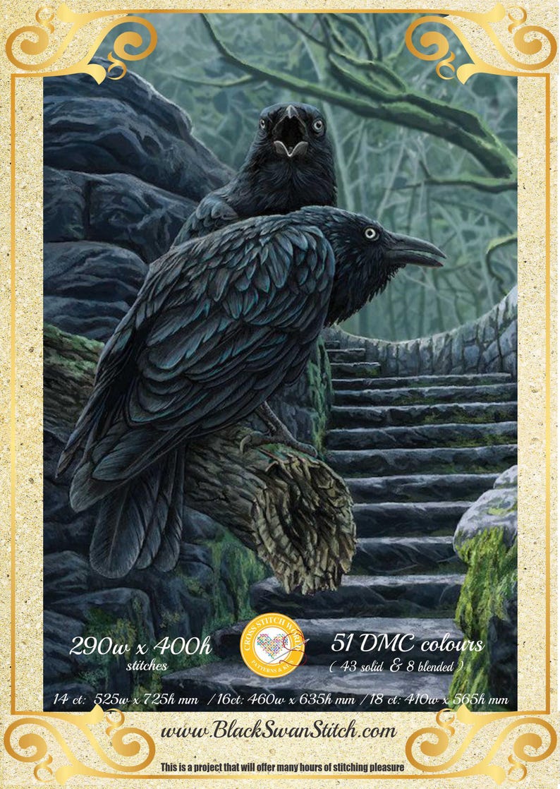 Forest Raven - Chart Counted Cross Stitch Pattern Needlework PDF - Etsy