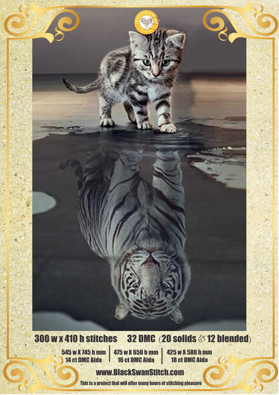 Reflection White Tiger & Cubs Puppy in Flower Three Dogs Brittany ...