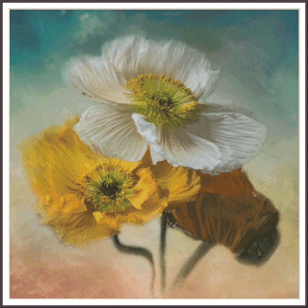 Icelandic Poppies Cross Stitch Pattern: Floral Needlework (PDF) - Etsy
