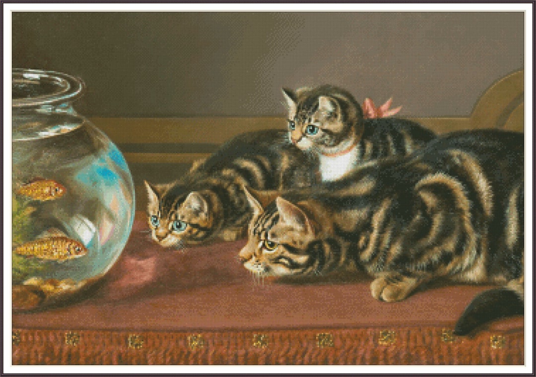 Cats by Fishbowl Cross Stitch Pattern: Forest Animals Needlework (PDF ...