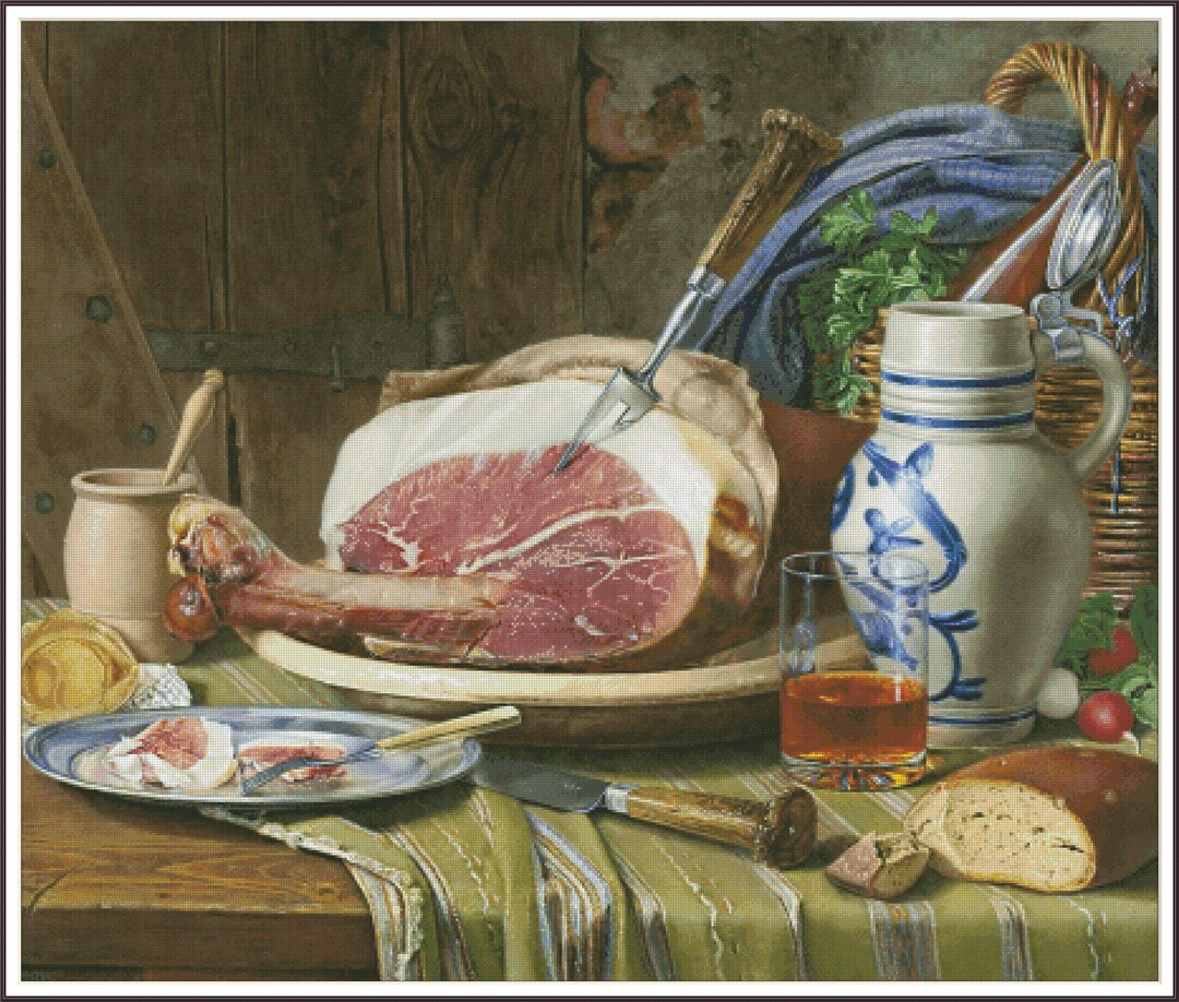 Still Life With Ham Chart Counted Cross Stitch Pattern Needlework PDF ...