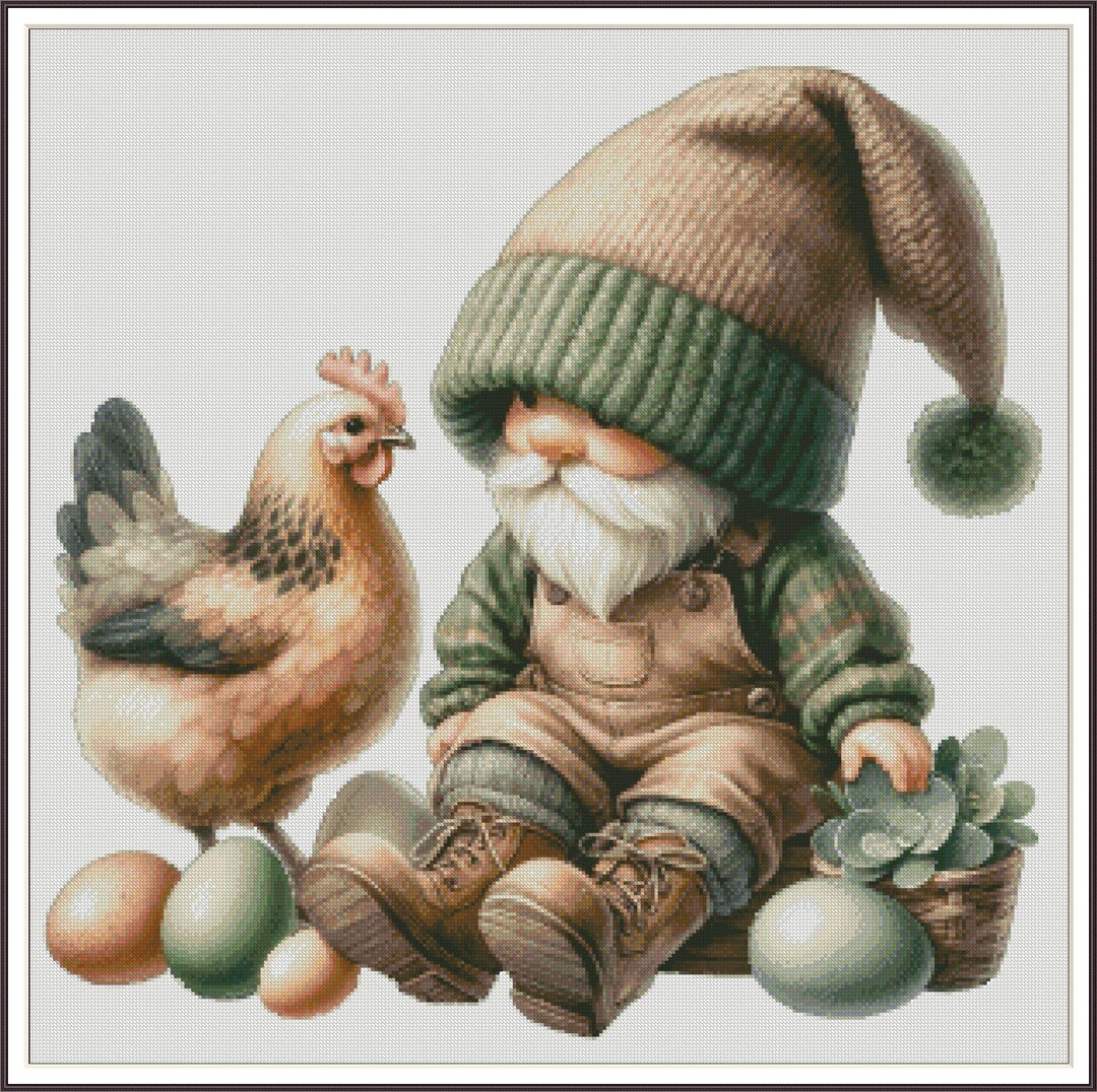 Farm Gnome - Chart Counted Cross Stitch Pattern Needlework PDF - Etsy