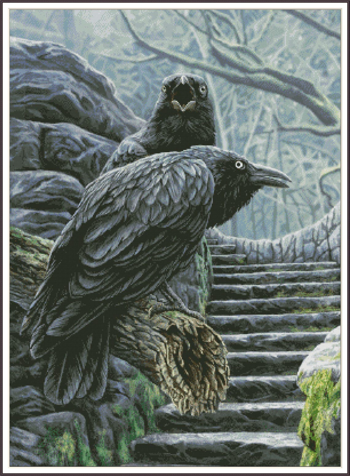Forest Raven - Chart Counted Cross Stitch Pattern Needlework PDF - Etsy