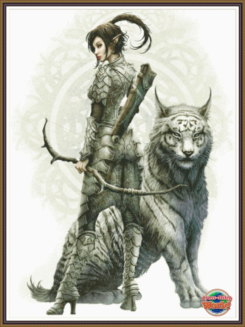 Warrior Lady Fantasy Chart Counted Cross Stitch Pattern - Etsy