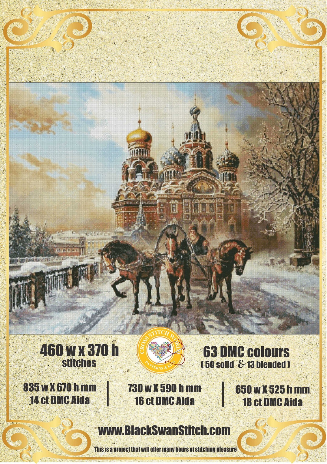 Castle and Horse Carriage - Chart Counted Cross Stitch Pattern ...