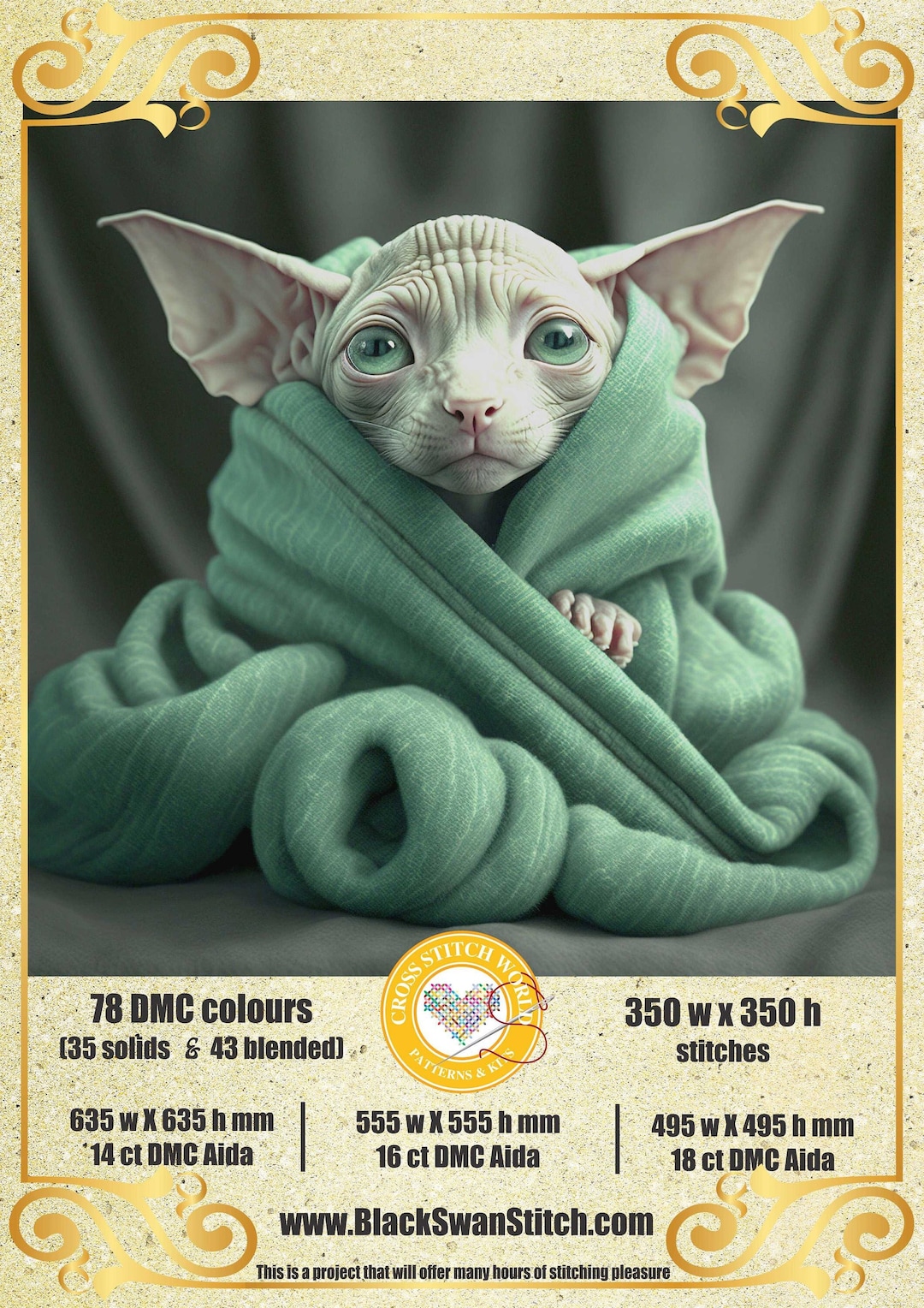 Charming Sphynx Cat Cross Stitch Pattern: Fluffy Cat Needlework (PDF ...