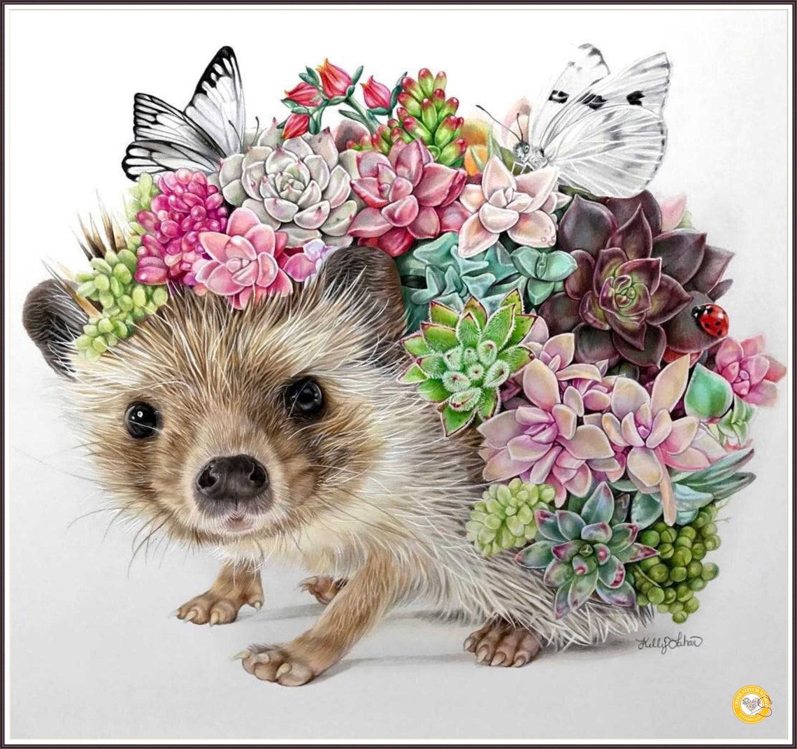 Flower's Hedgehog - Chart Counted Cross Stitch Pattern Needlework PDF ...