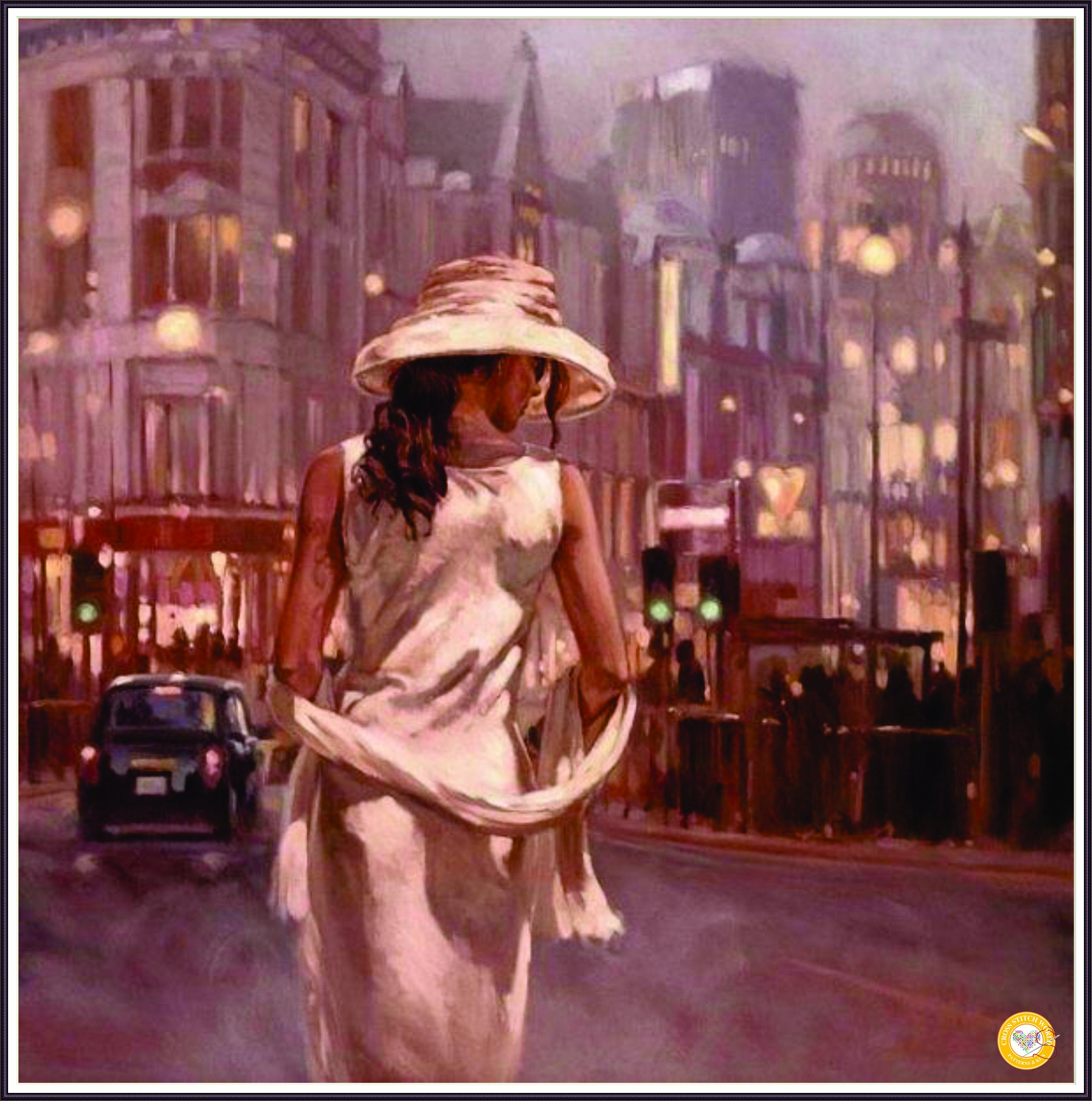 Love Story the Walk, Woman With a Parasol - Chart Counted Cross Stitch ...