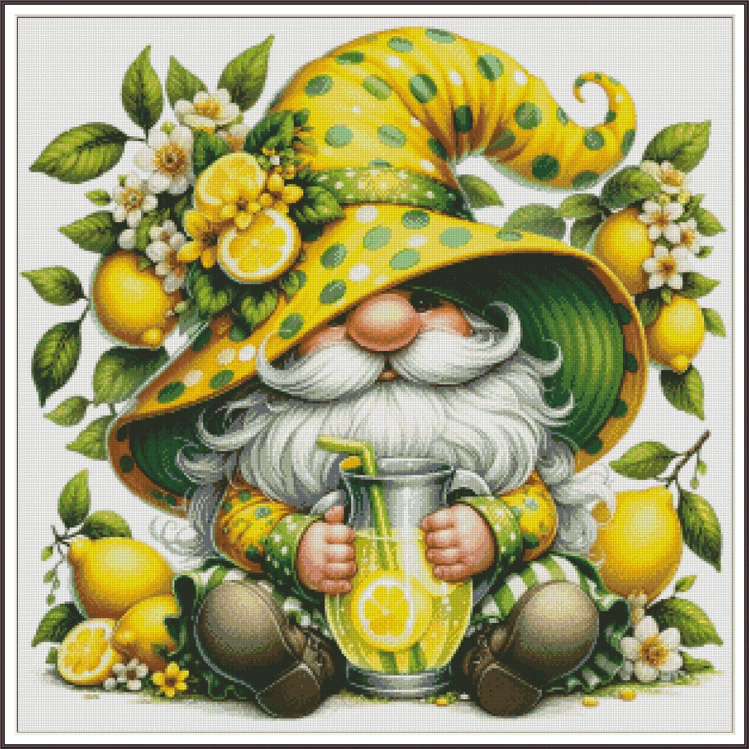 Lemon Gnome - Chart Counted Cross Stitch Pattern Needlework PDF - Etsy