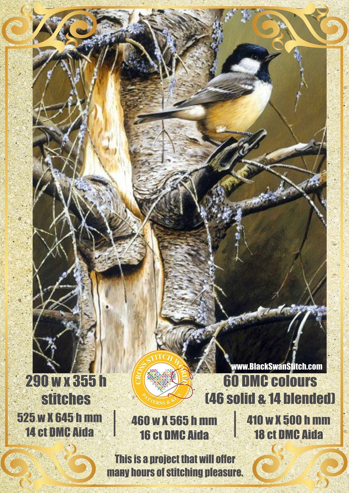 Chickadees in Birch Tree Birds - Chart Counted Cross Stitch Pattern ...