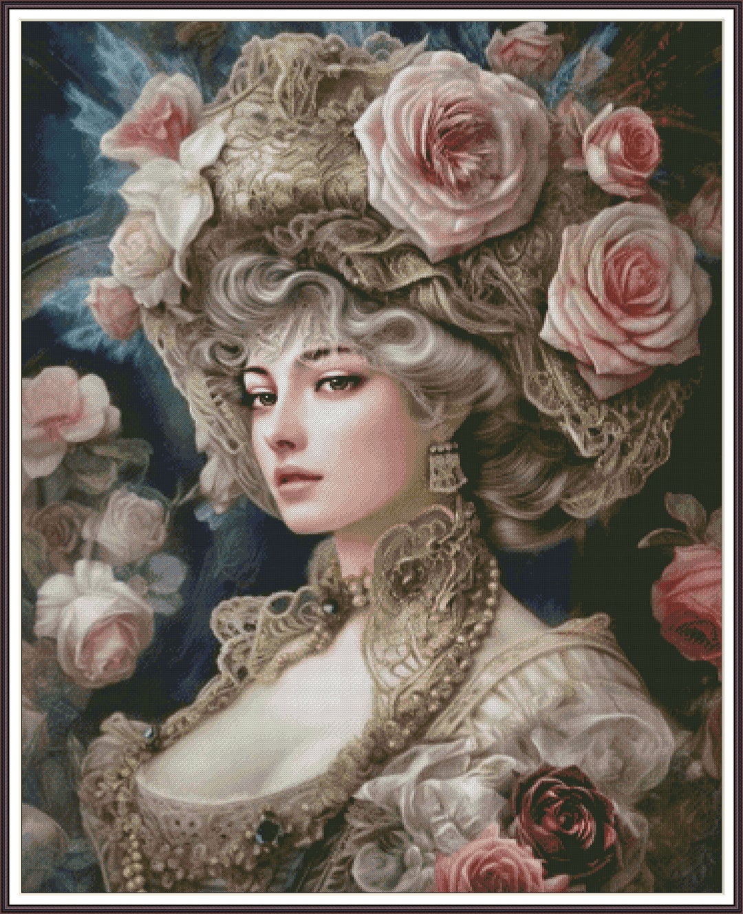 Pink Rococo Princess Beauty Behind the Mask Fantasy - Chart Counted ...