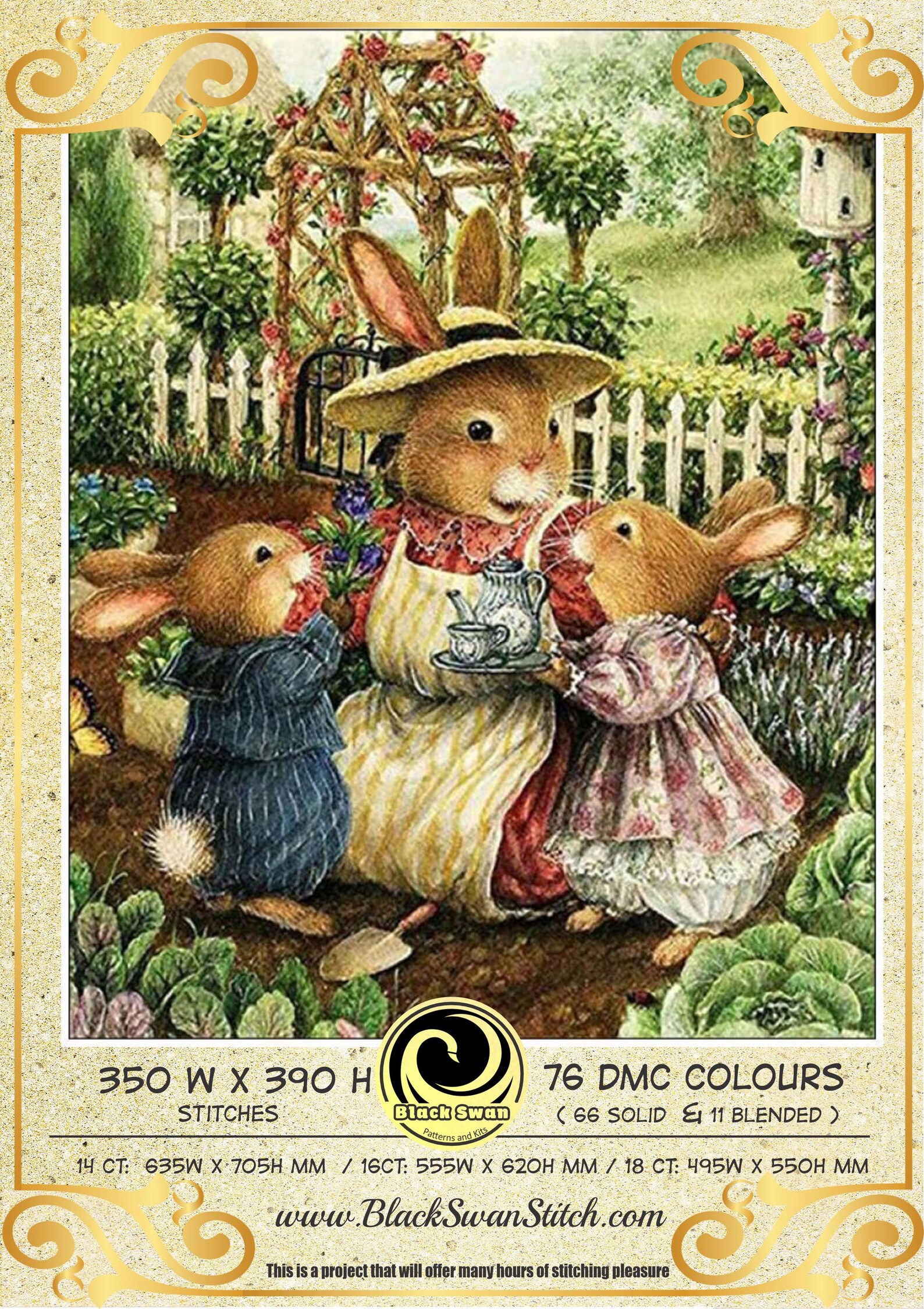 Happy Rabbits Family - Chart Counted Cross Stitch Pattern Needlework ...