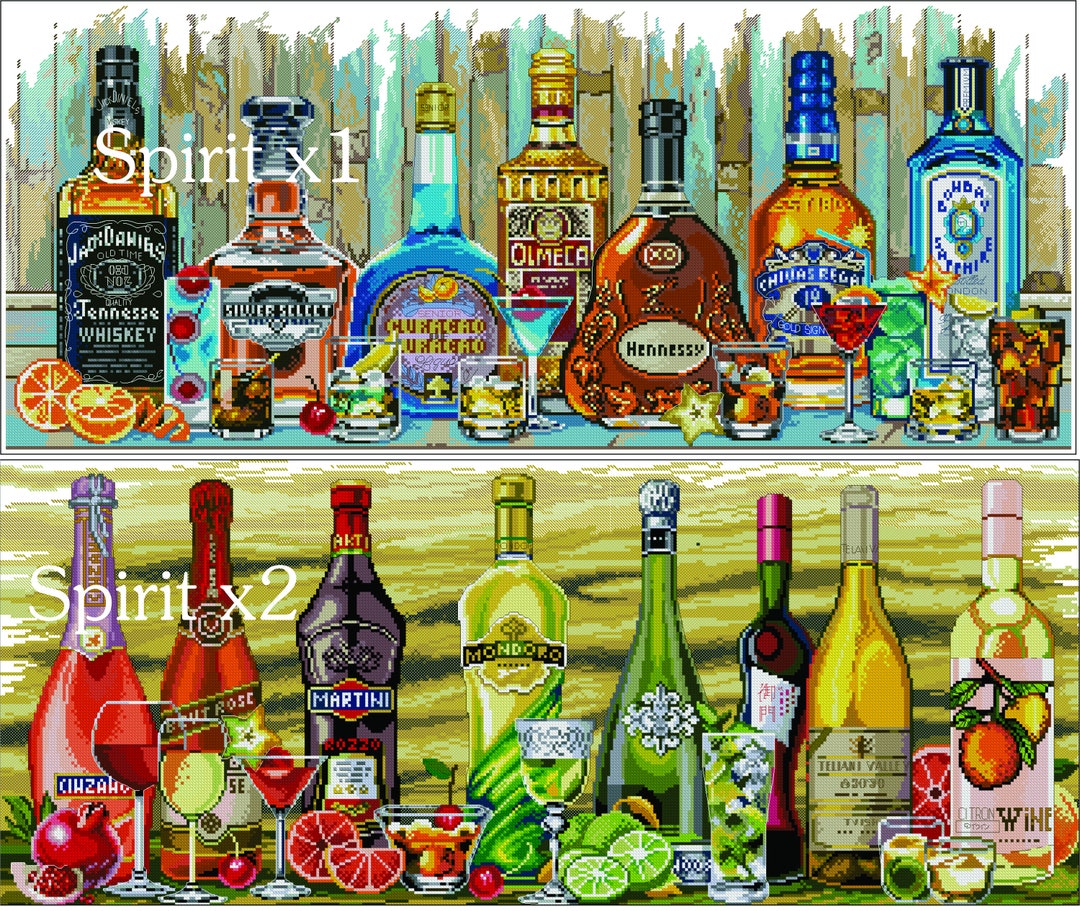 Collections of 2 Spirit Vine Alcohol - Chart Counted Cross Stitch ...