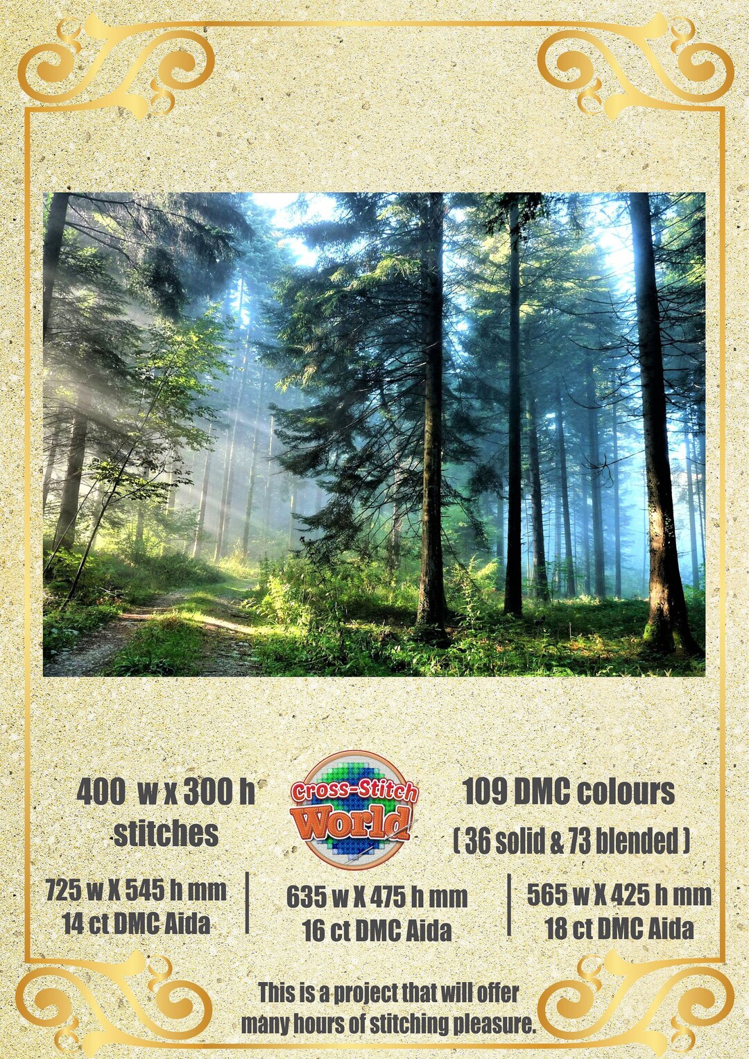 Pine Tree Forest Landscape Chart Counted Cross Stitch Pattern ...