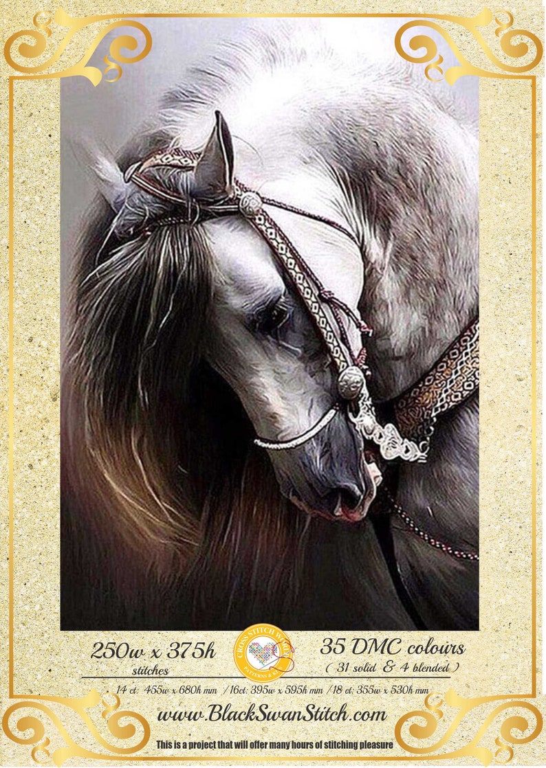 Arabian Horse - Chart Counted Cross Stitch Pattern Needlework PDF ...