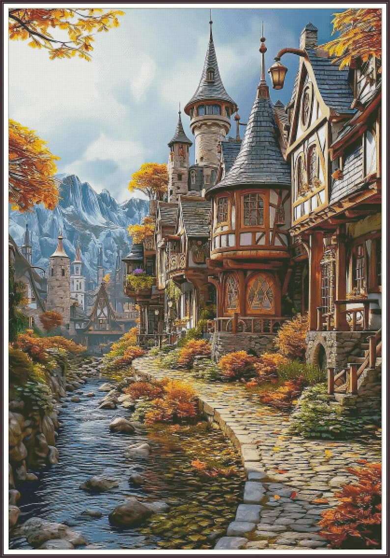A Hidden City Castle Cross Stitch Pattern: Autumn Landscape PDF - Etsy