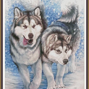 Alaskan Husky Dog Puppy Chart Counted Cross Stitch Pattern Needlework ...
