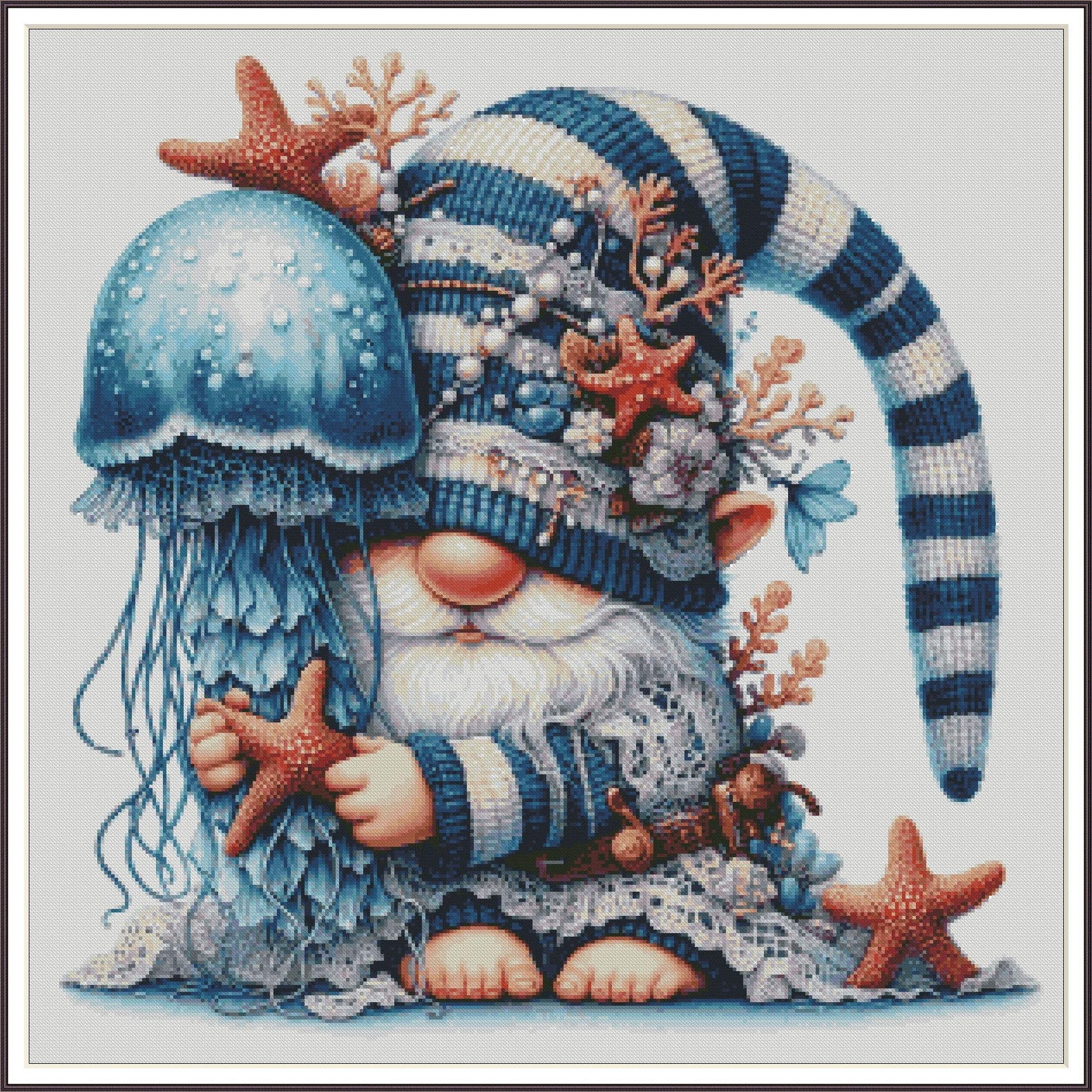 Ocean Gnome - Chart Counted Cross Stitch Pattern Needlework PDF - Etsy