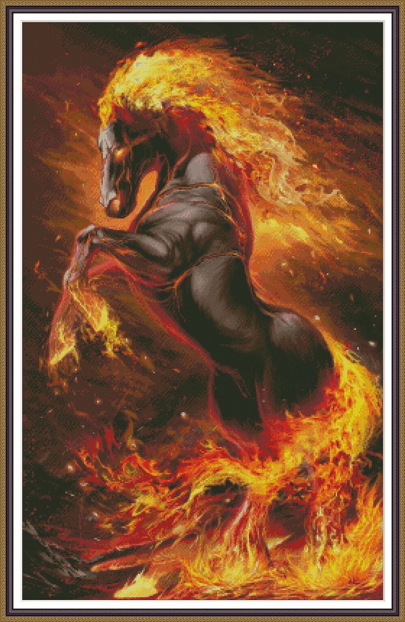 Fire Horse - Chart Counted Cross Stitch Pattern Needlework PDF - Etsy