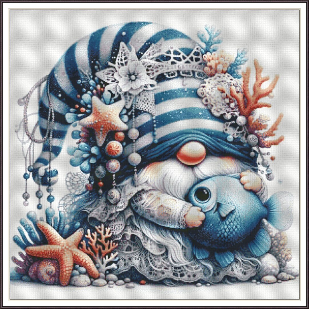 Ocean Gnome - Chart Counted Cross Stitch Pattern Needlework PDF - Etsy