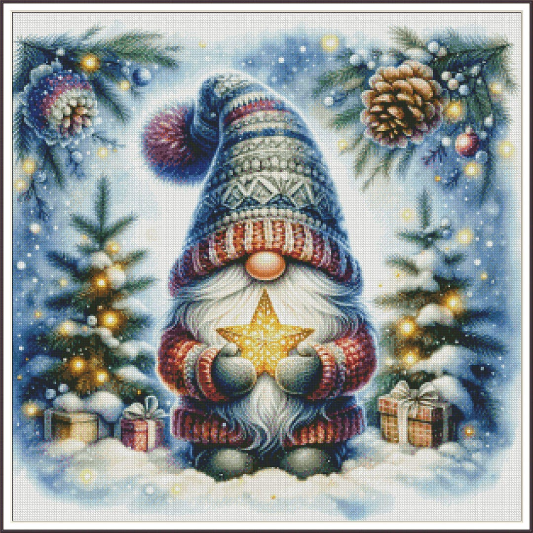 Christmas Gnome - Chart Counted Cross Stitch Pattern Needlework PDF - Etsy
