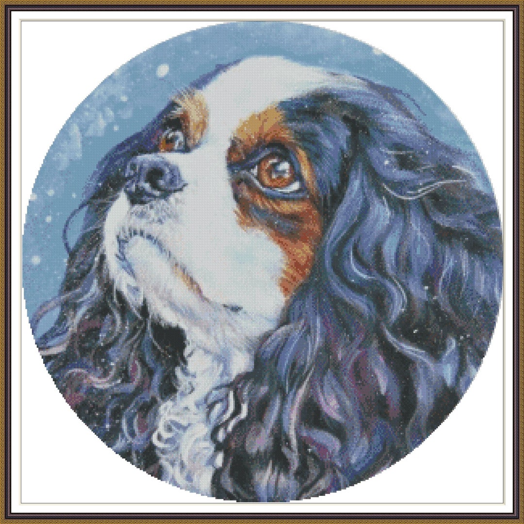 Cavalier King Charles Spaniel Dog Puppy - Chart Counted Cross Stitch ...