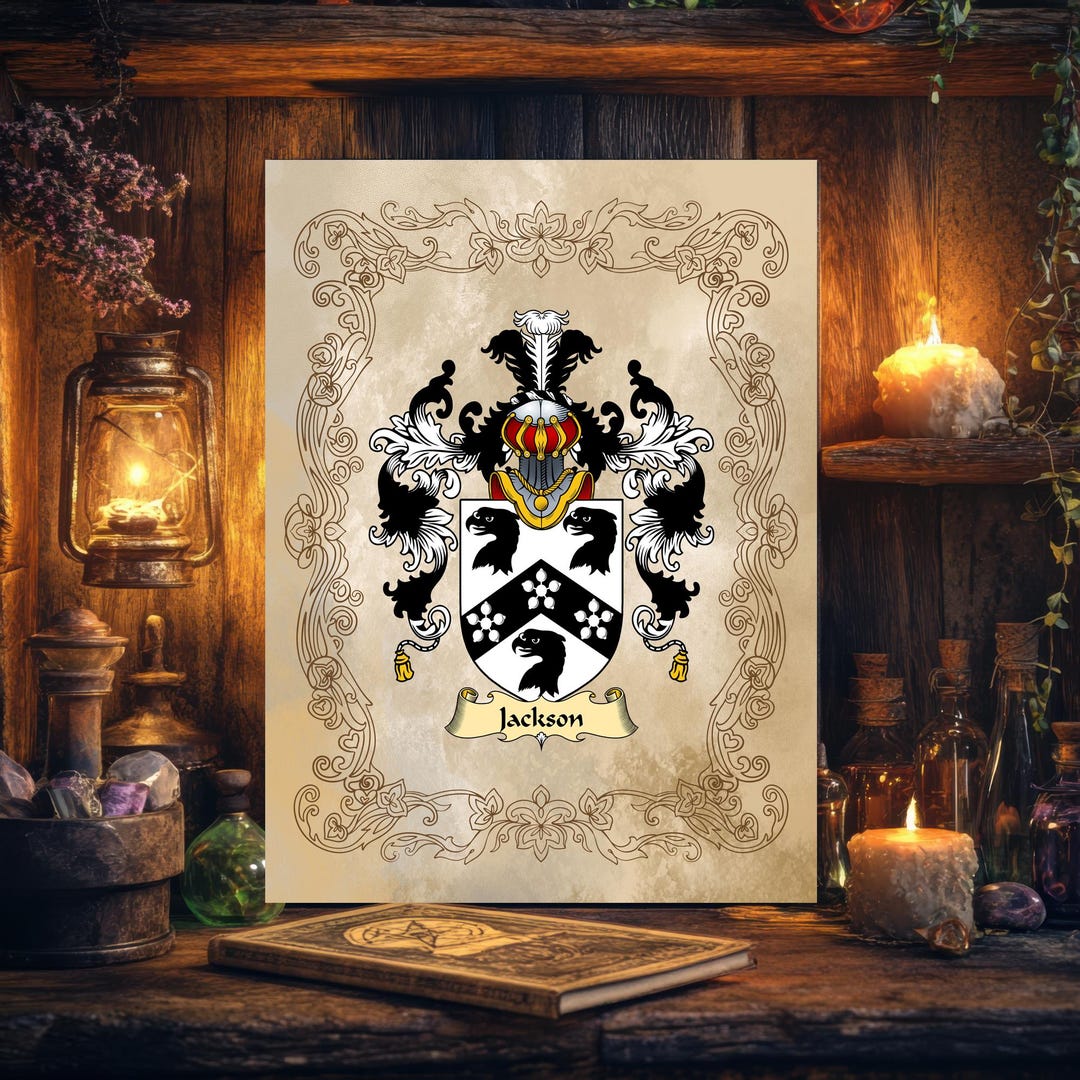 Personalised Family Crest Print: Genealogy Gift, Coat of Arms Wall Art ...
