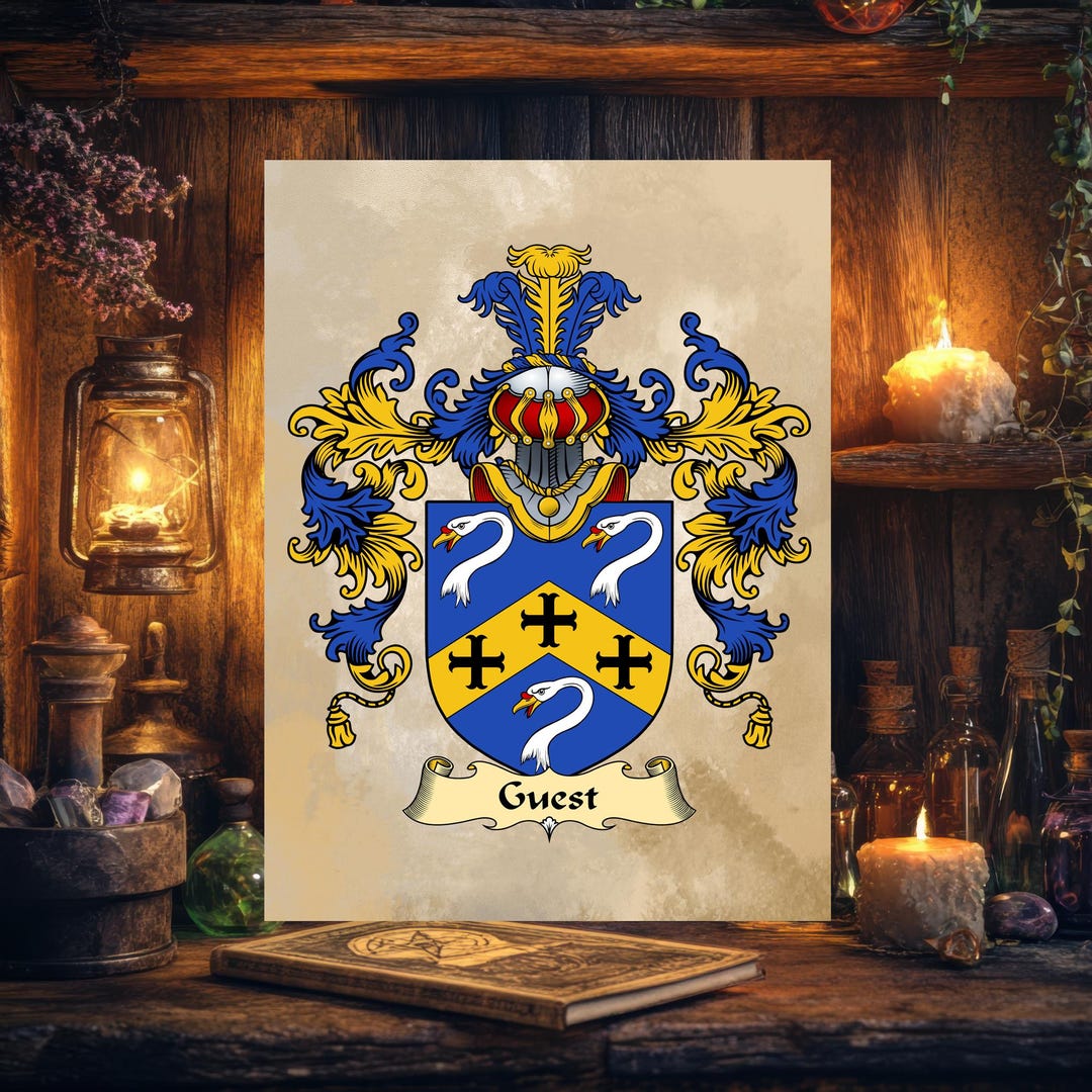 Personalised Family Crest Print: Plain Background Coat of Arms Wall Art ...
