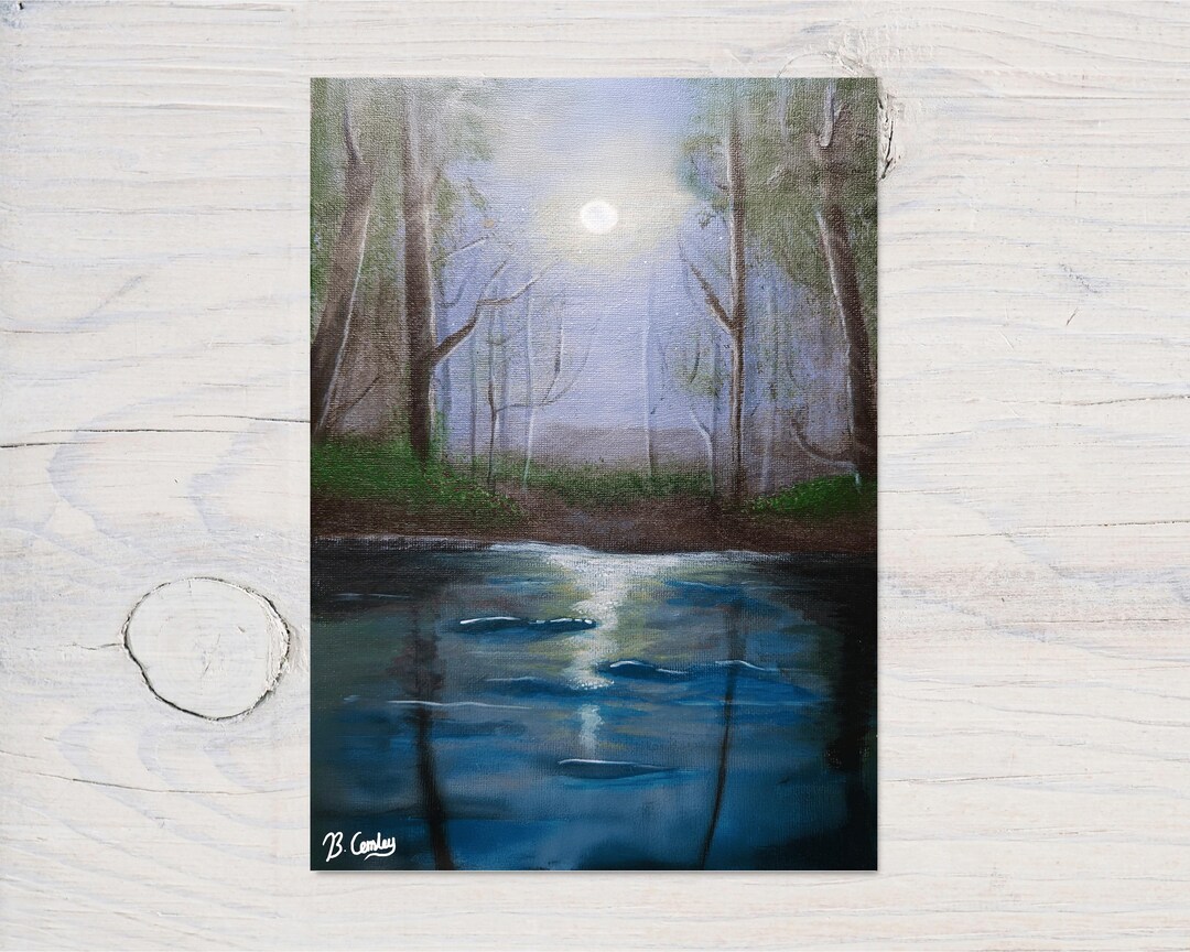 Moonlight Swamp" A4 Print on 260gsm Glossy Art Card, Ideal Wall Decor ...