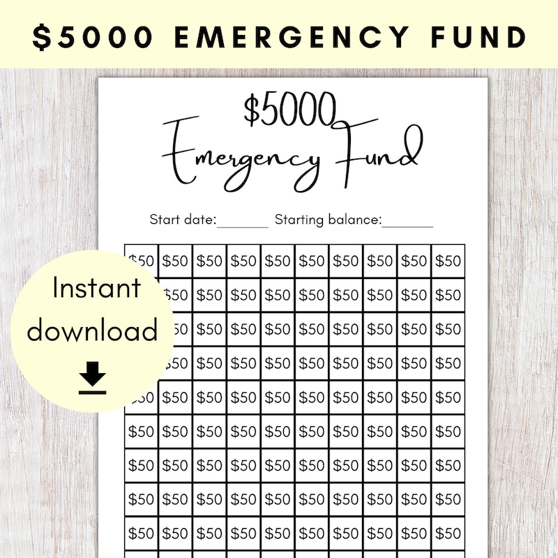 Emergency Fund Cards - Etsy