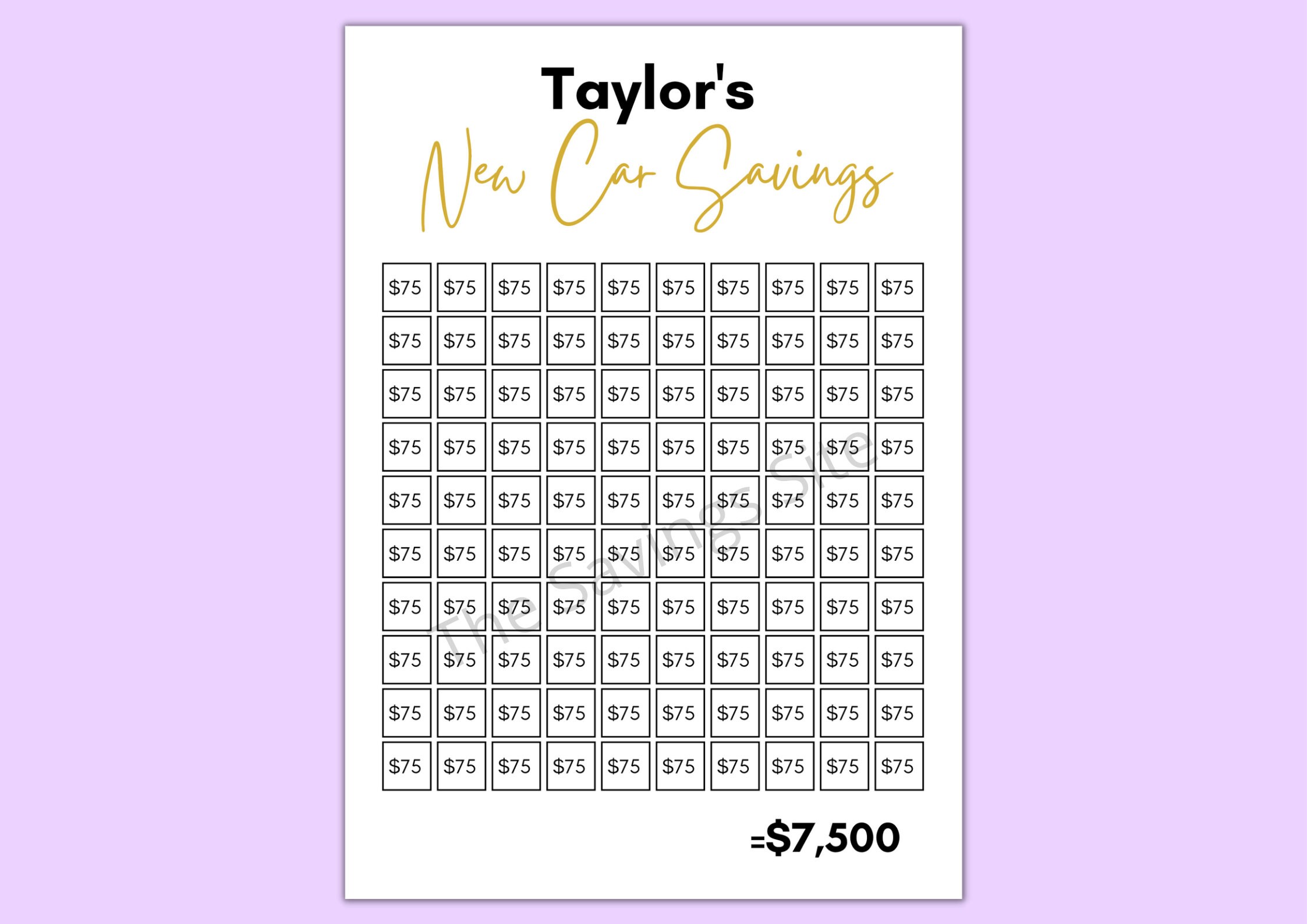 Personalised Savings Trackers Printable Savings Challenge Custom Order ...