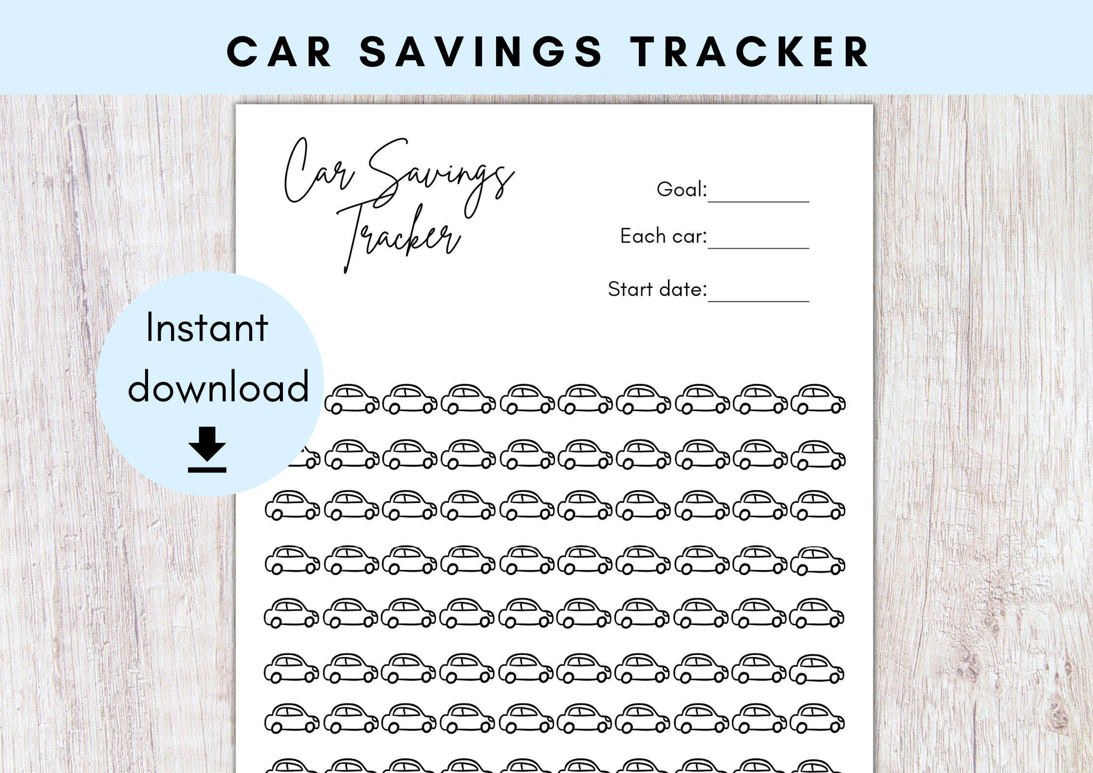 Car Savings Tracker | Motor Vehicle Savings Challenge | New Car Sinking ...