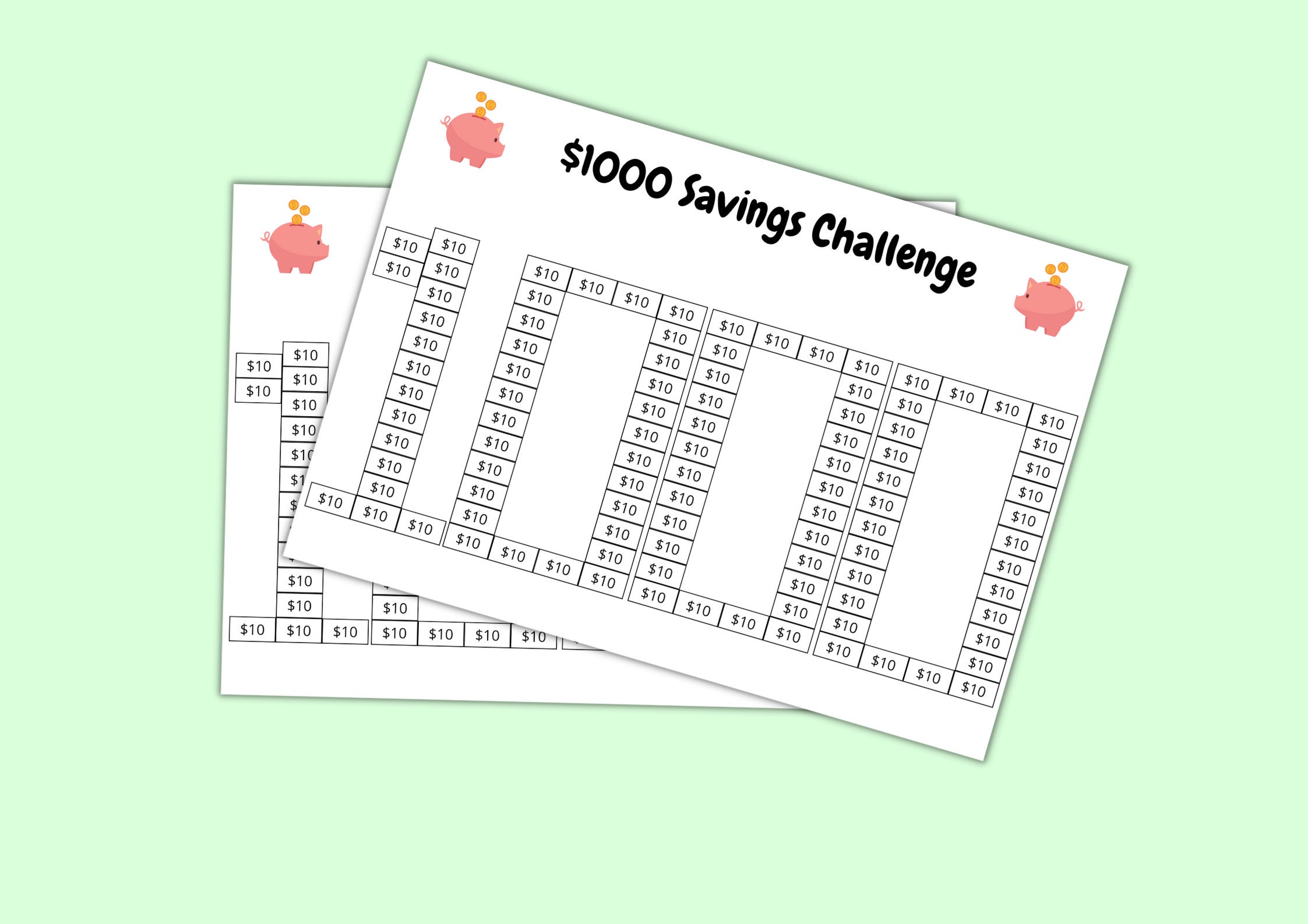 1000 Dollar Savings Challenge | 10 Dollar Savings | Printable Savings ...