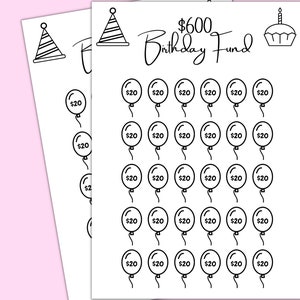 600 Dollar Birthday Fund | Birthday Savings Tracker | Balloon Money ...