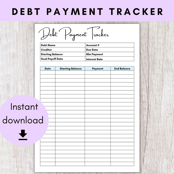 Debt Log Printable - Etsy