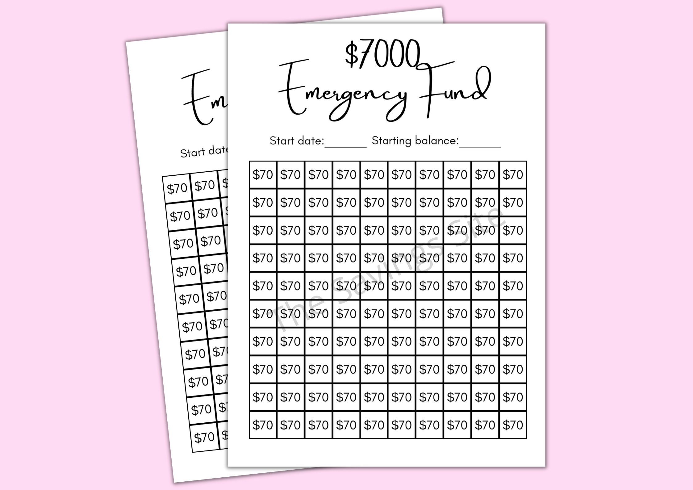 7000 Dollar Emergency Fund | Emergency Money Saving Tracker | Printable ...