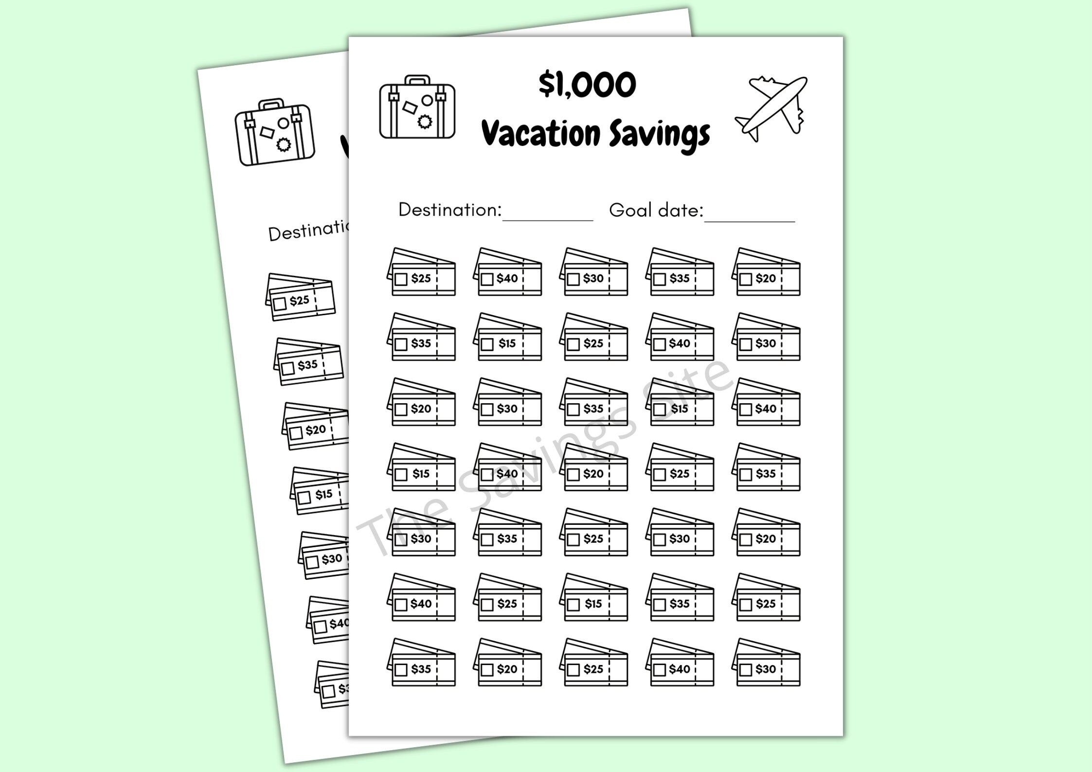 1000 Dollar Vacation Savings Tracker 1K Holiday Savings Challenge ...