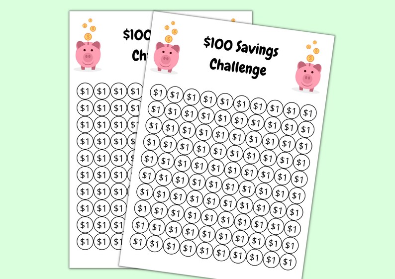 100 Dollar Savings Challenge | 1 Dollar Savings Tracker | Printable ...