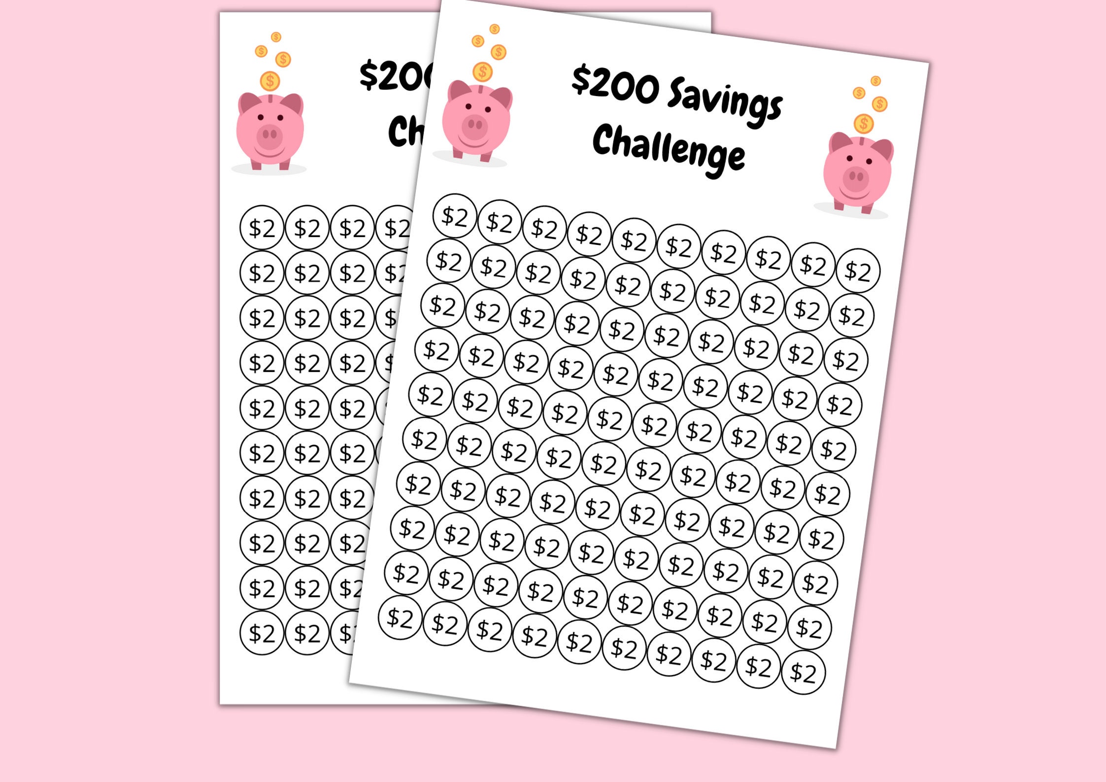 200 Dollar Savings Challenge | 2 Dollar Savings Tracker | Printable ...