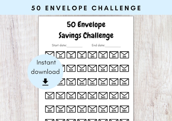 50 Envelope Savings Challenge Cash Envelope Saving System - Etsy