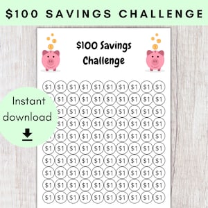 100 Dollar Savings Challenge | 1 Dollar Savings Tracker | Printable ...