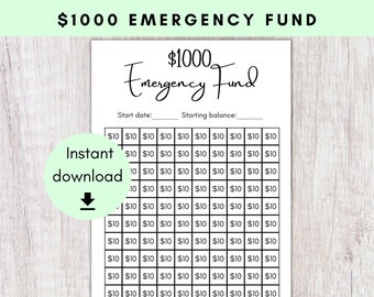 1000 Dollar Emergency Fund | Emergency Money Saving Tracker | Printable ...